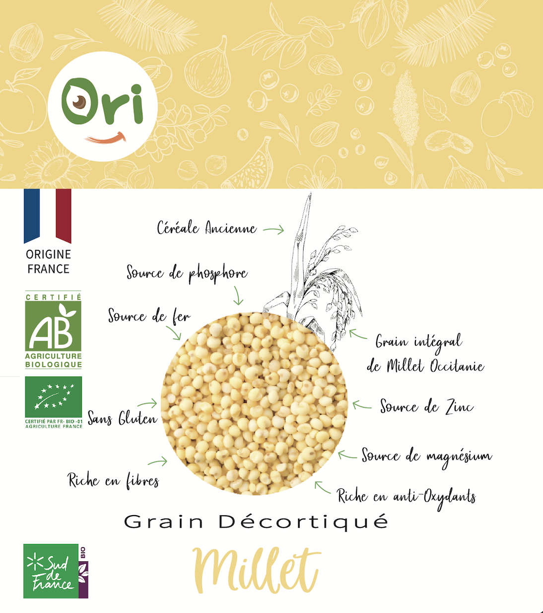 Grain décortiqué millet français & bio - 2 formats - Ori Sorgho ...